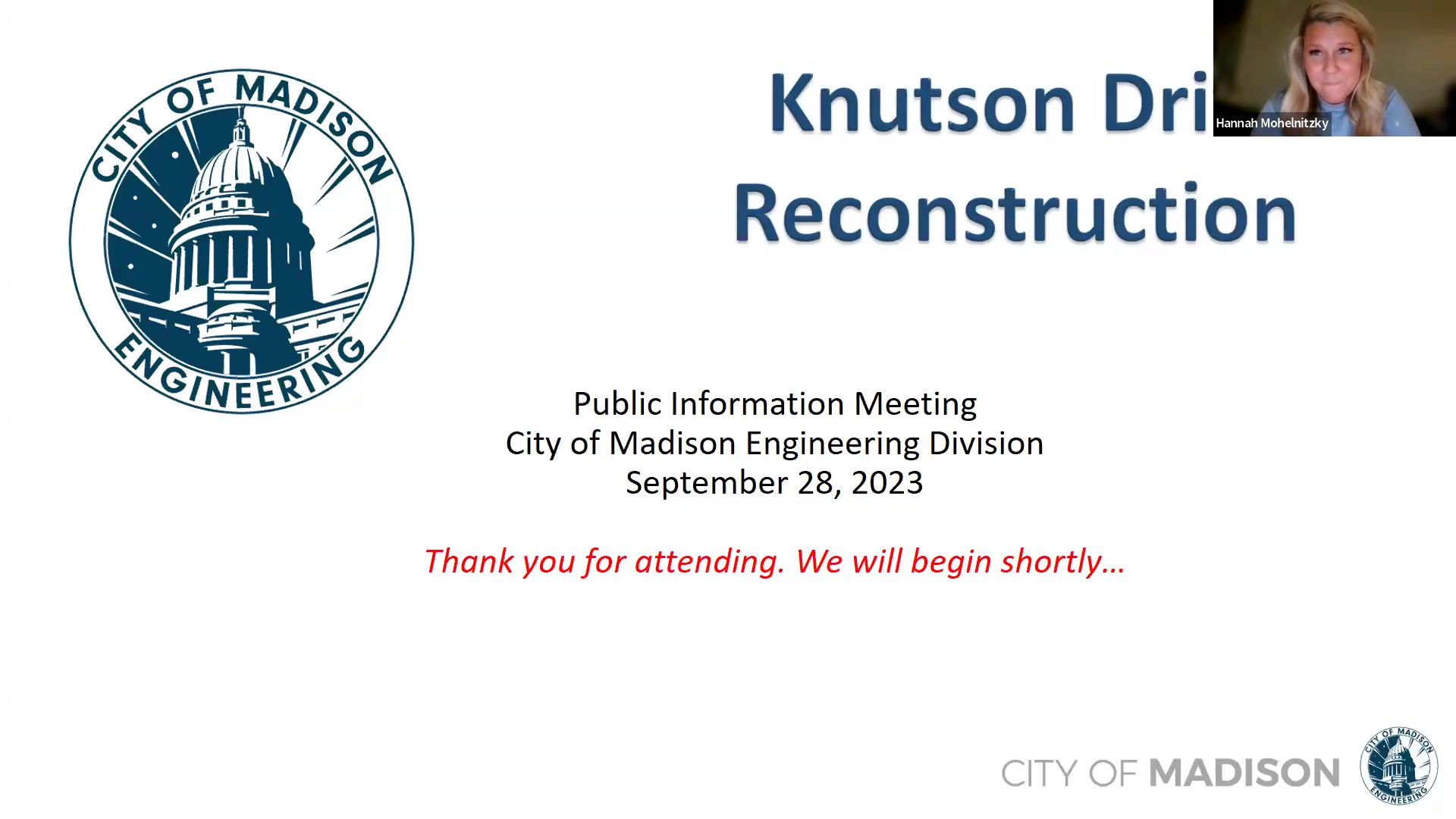 Public Information Meeting: Knutson Drive 9/28/2023 6:32 PM