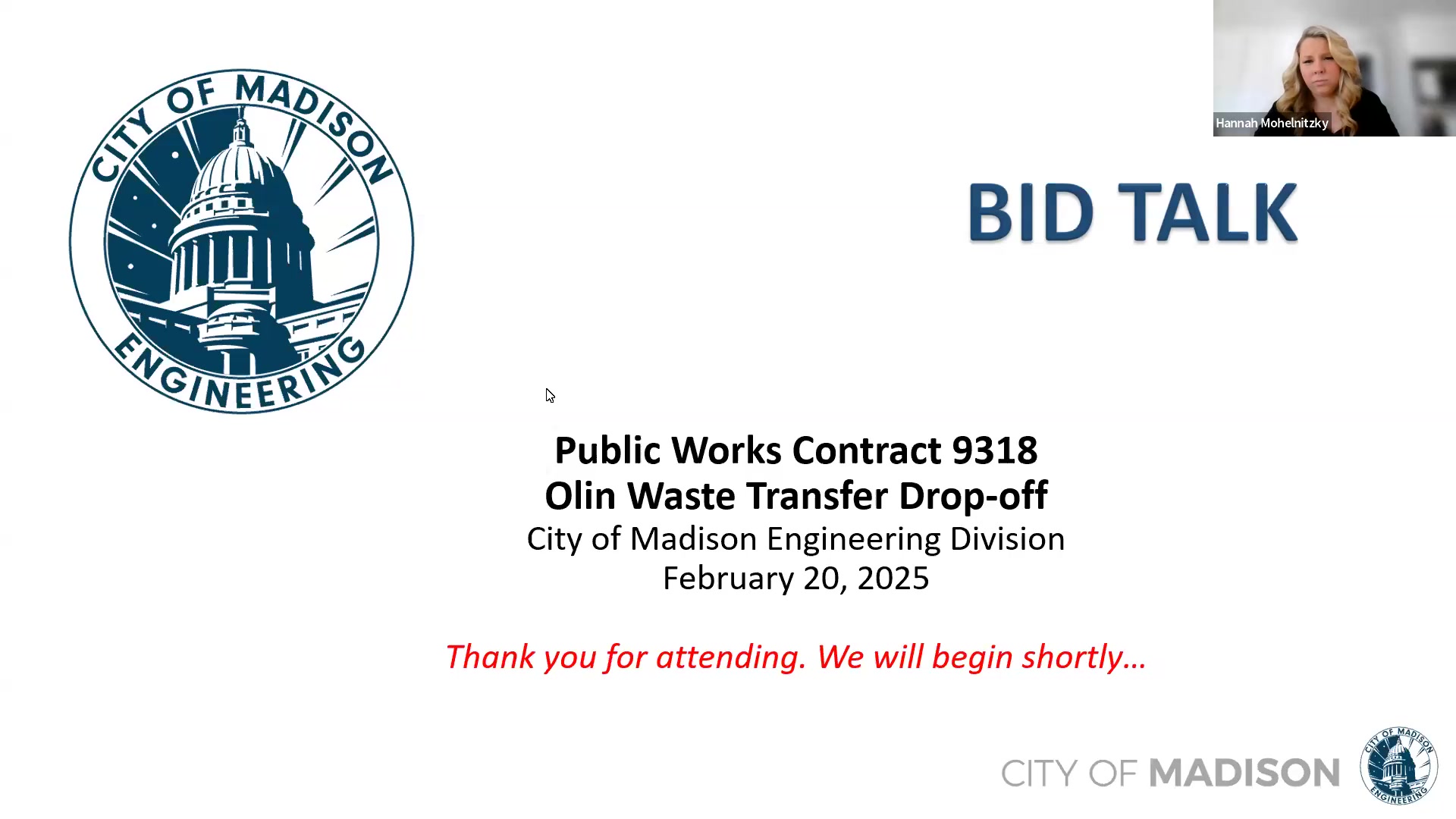Bid Talk: Waste Drop Off Site at Streets Transfer Station 2/20/2025 9:34 AM